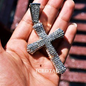 Accessories | 18 Full Iced Out Necklace Xl Size Cross Pendant | Poshmark